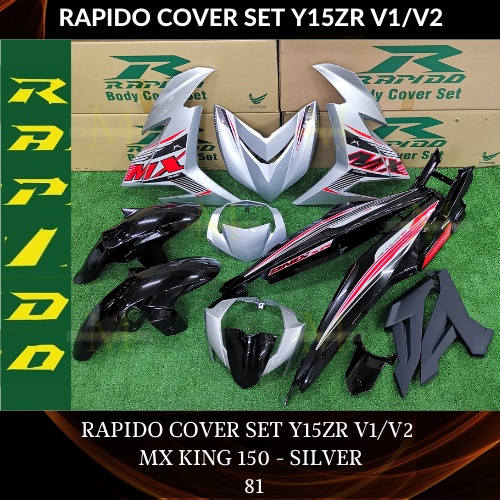 RAPIDO COVER SET Y15ZR V1/V2 MX KING-150 (17) SILVER (STICKER TANAM/AIRBRUSH) COVERSET | Shopee ...