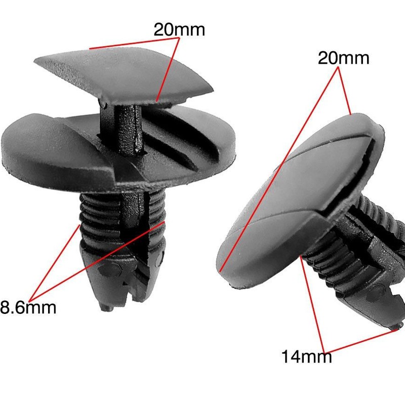 100PCS Black Interior Clip Auto Fastener Car Push Type Rivet Retainer ...