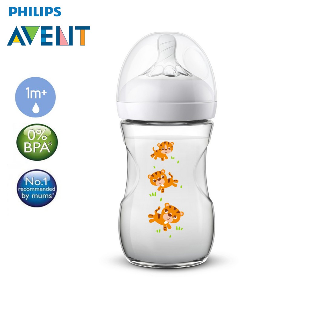 ORIGINAL PHILIPS AVENT Natural 9oz/260ml Baby Bottle Tiger Design Avent ...