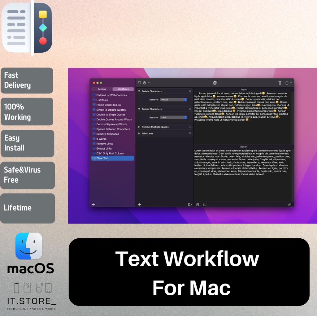 Text Workflow Lifetime for Intel and M1 Chip Apple Silicone MacOs/Macbook/Mac Software Full ...