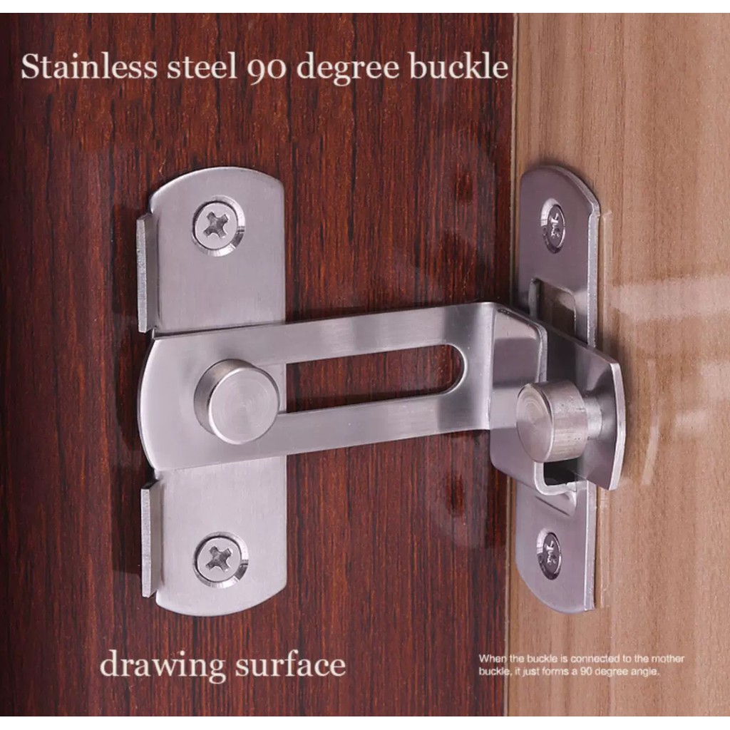Stainless Steel Sliding Door Lock Latch Bolt Lock, 90 Degree Moving ...