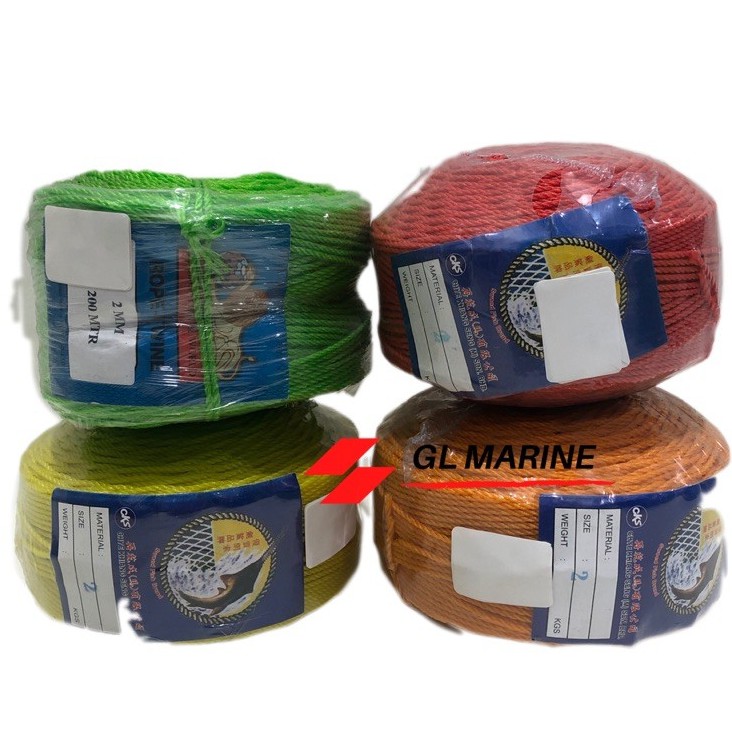 [ROLL] TALI PE 2MM 200MTR PE ROPE PE TWINE WARNA APPLE GREEN ORANGE RED ...