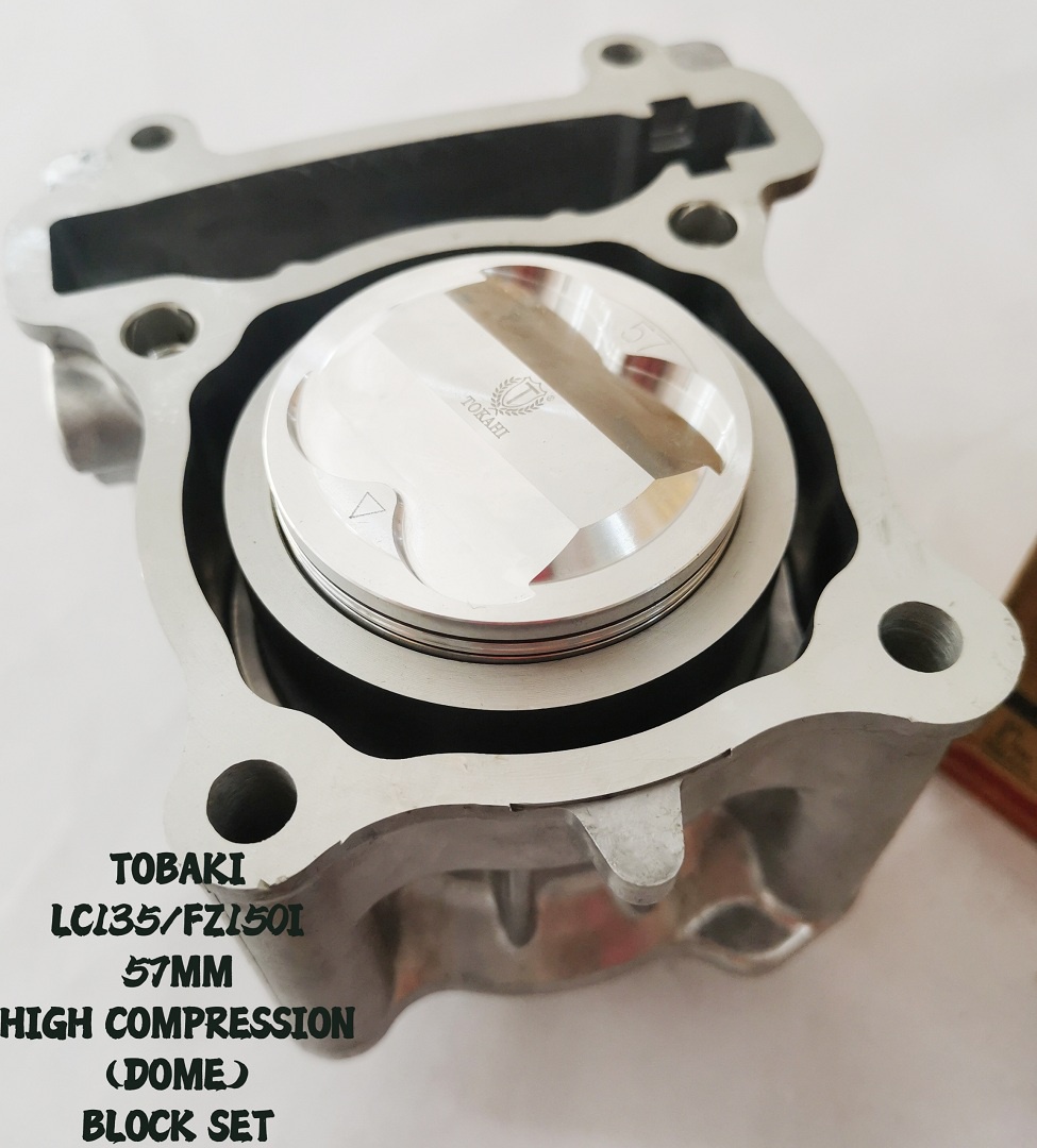 [ TOBAKI ] LC135 FZ150I Y15ZR CERAMIC ALUMINIUM RACING BLOCK DOME FORGED PISTON 57MM RACING ...