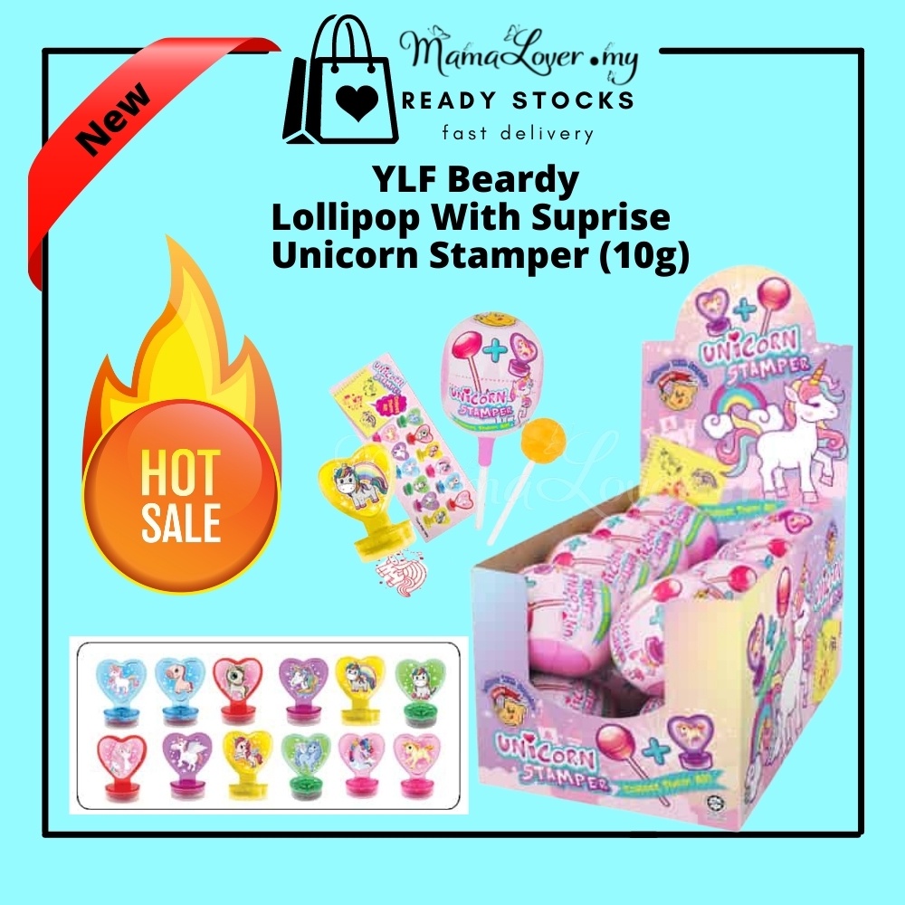 YLF Beardy Lollipop With Suprise - Unicorn Stamper Sweet Candy Snacks ...