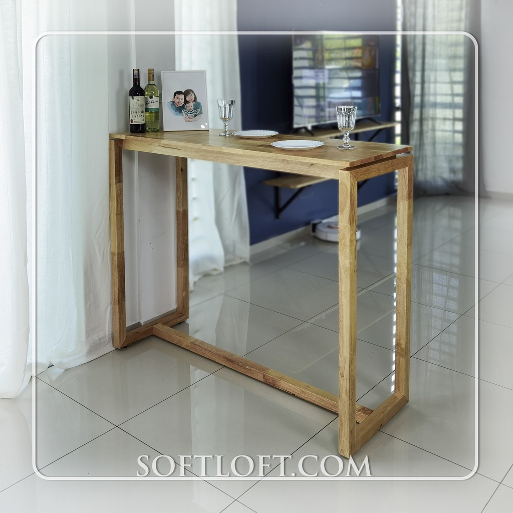 100% Solid Wood Zen Bar Long Table Tall Wooden Desk Island Dining Cafe ...