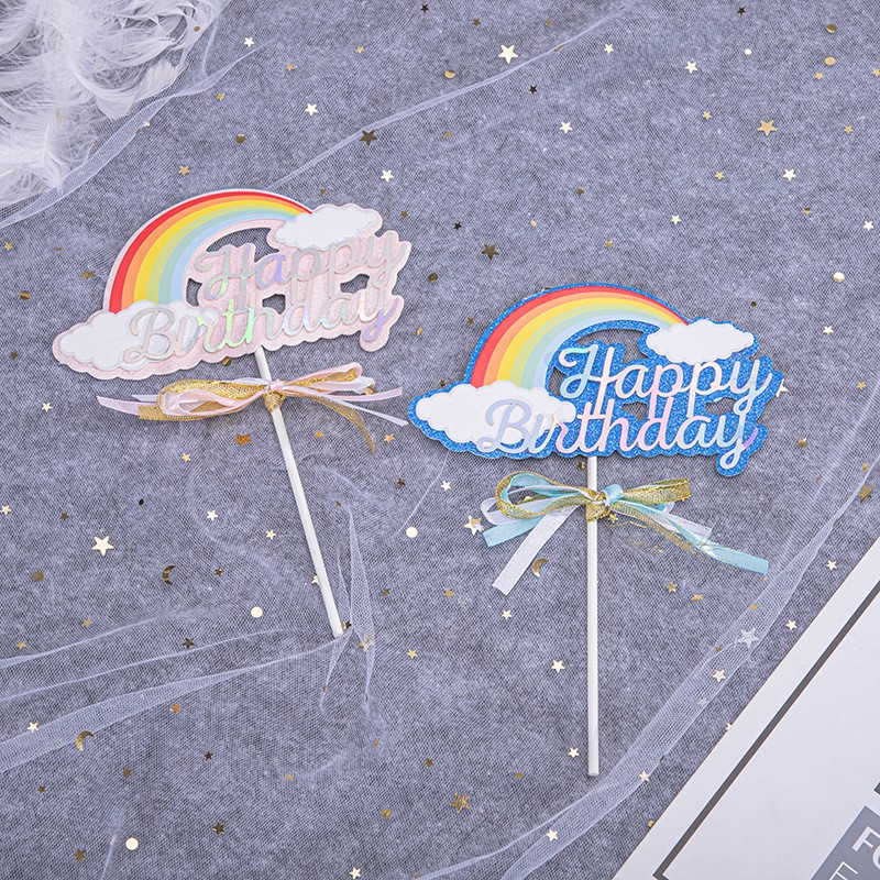 Animated cake topper, rainbow cake topper, happy birthday cake topper ...
