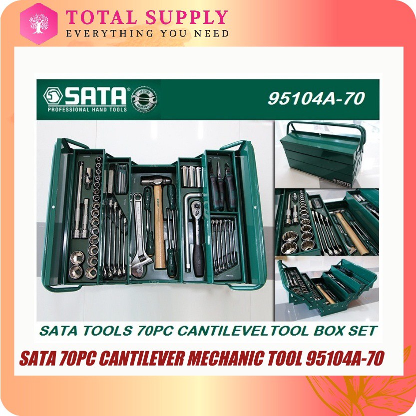 70 pcs SATA Cantilever Mechanic Tool Chest & Tray Set with 12 pt ...