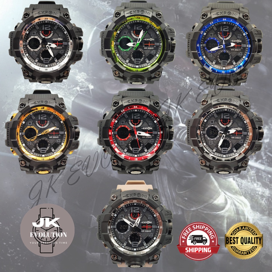 EXPONI Hugeman 3239 (2) Dual Time Display Digital Analog Watch Sport ...