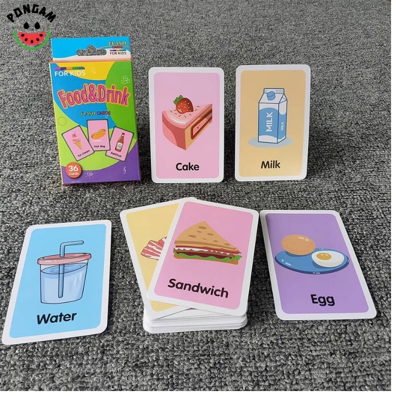 36 Pieces Kids Educational Card English Learning Flash Card and ...
