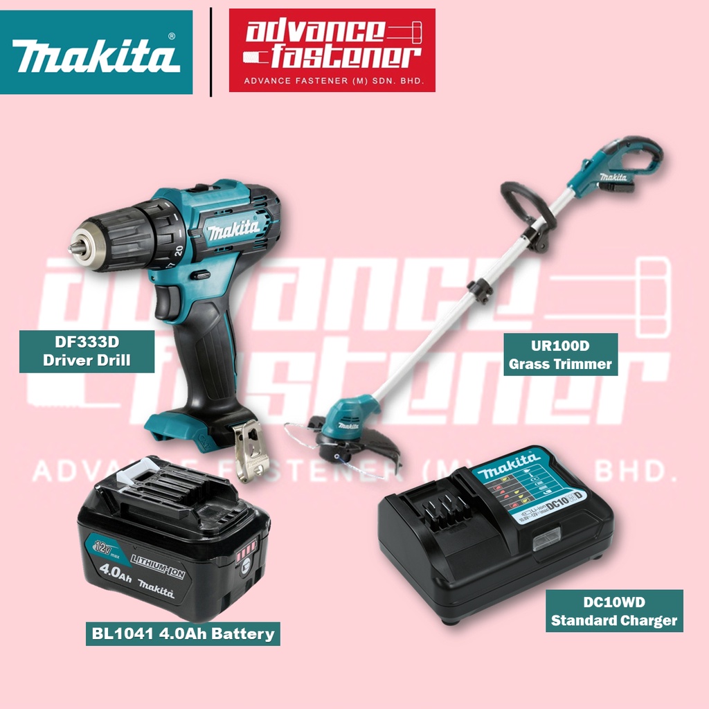 Makita 12Vmax Cordless Combo Set ( DF333D Driver Drill / UR100D Grass ...