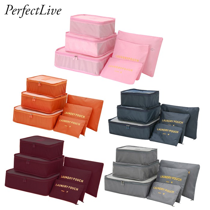 Perfectlive Travel 6 In 1 Set Pouch Luggage Organizer Clothing Laundry ...