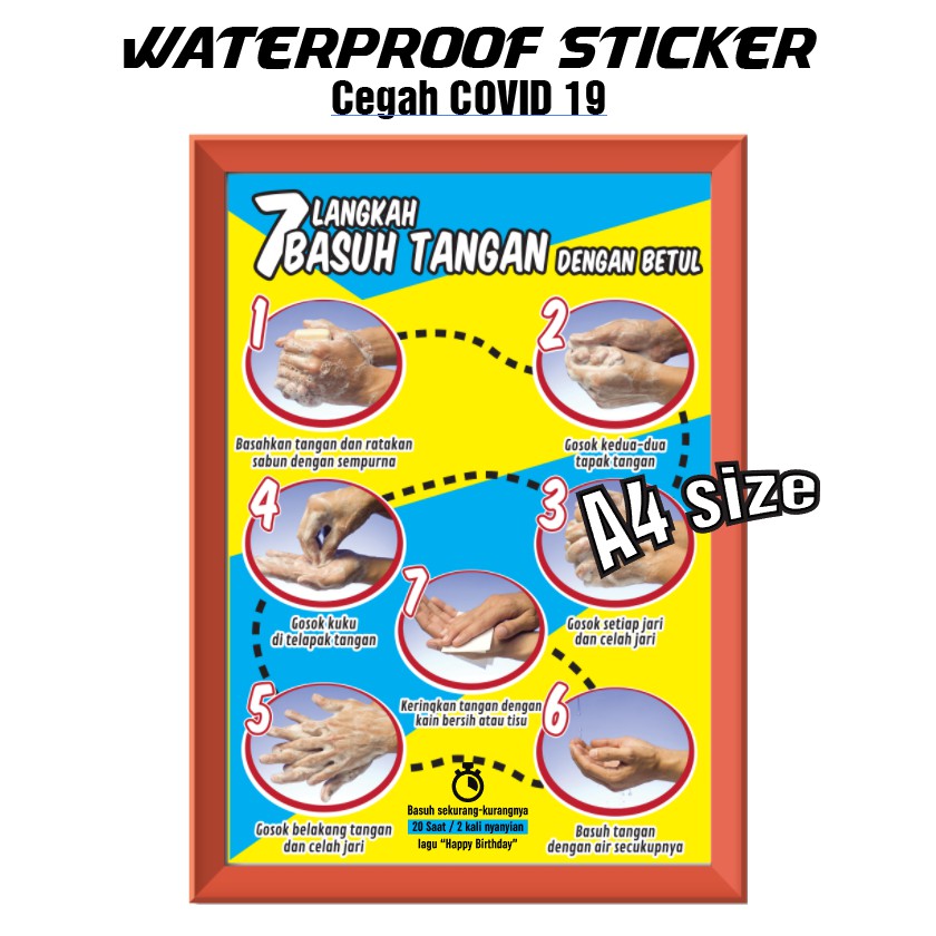 STICKER CARA CUCI TANGAN/ 7 LANGKAH CUCI TANGAN | Shopee Malaysia