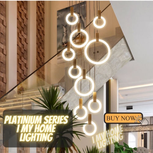 High Ceiling Bungalow Double Volume Deco Round Ring Pendant Modern Loft ...