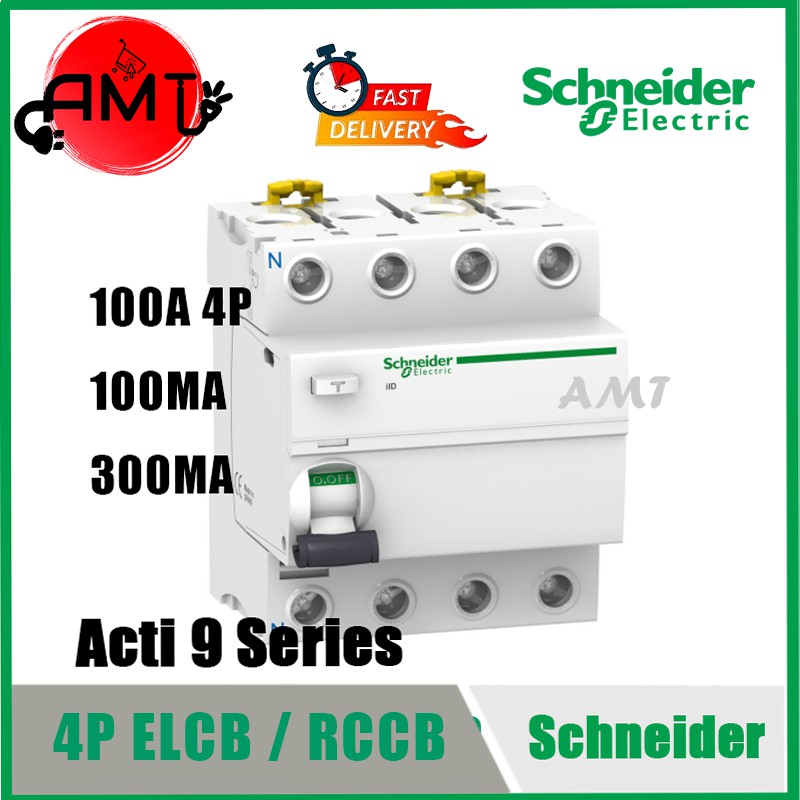 SCHNEIDER ACTI9 100A 4P ELCB RCCB 30MA 100MA 300MA | Shopee Malaysia