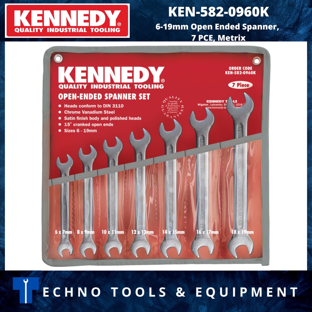 Kennedy KEN5820960K 6-19mm Open Ended Spanner, 7 PCE, Metrix KEN-582 ...