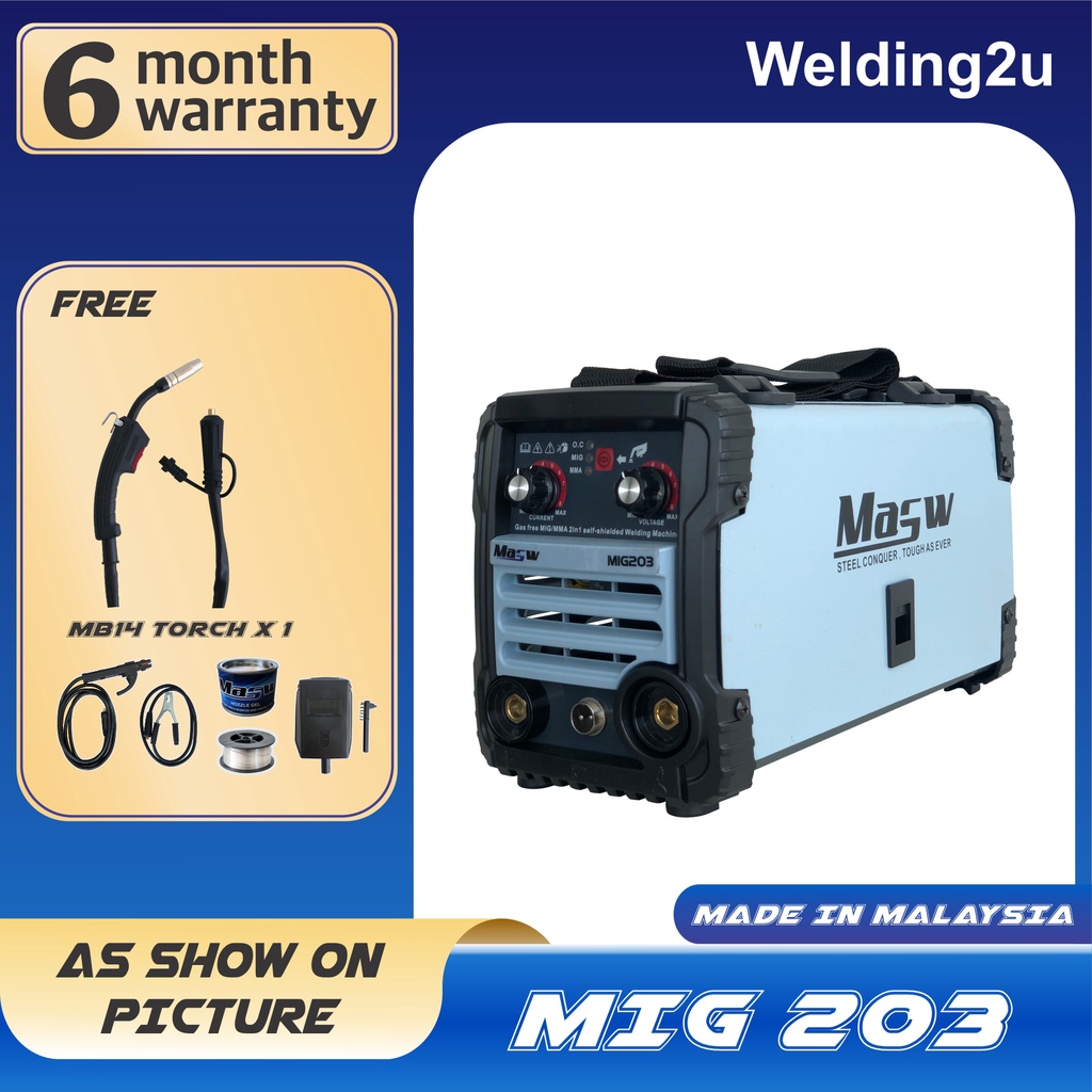 [READY STOCK] MASW MIG/MMA 203 2 in 1 Gasless MIG /MMA Inverter Welding ...