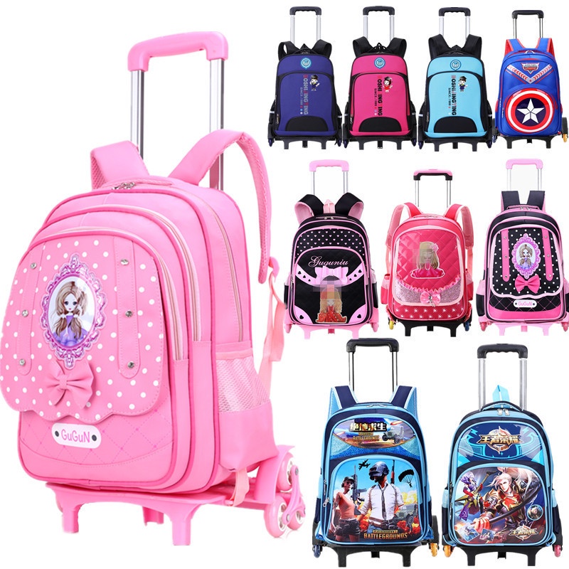 Children Schoolbags Trolley Female Elementary School Students Grades 1 ...
