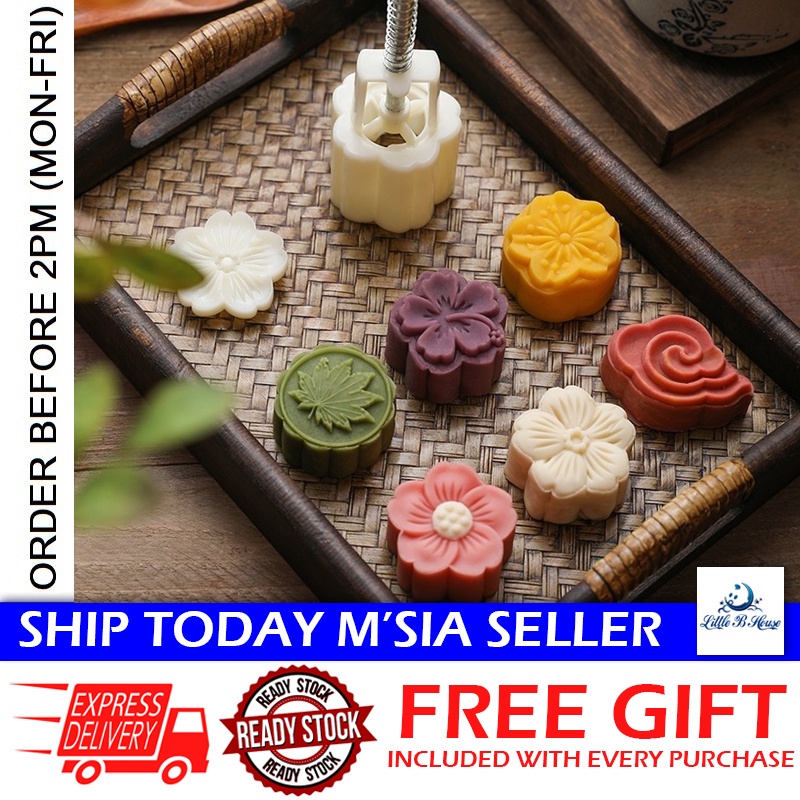 [Little B House] DIY Mooncake Molds Mid Autumn Festival Round Mooncake ...