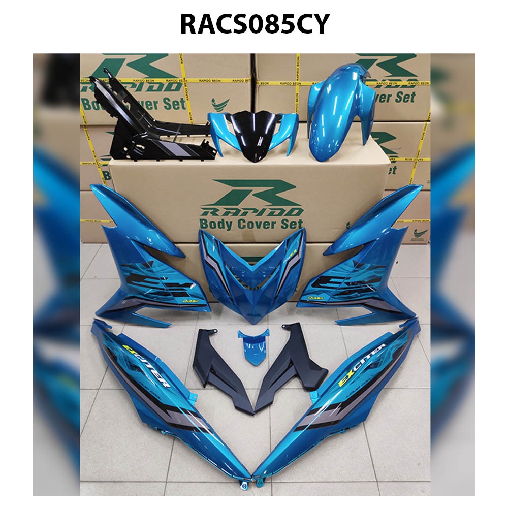 RAPIDO COVER SET Y15ZR V1/V2 EXCITER-150 (40) CYAN (STICKER TANAM/AIRBRUSH) - RACS084 RACS085 ...
