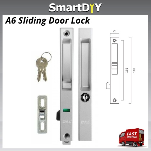 25MM A6 Sliding Glass Door Handle Lock Silver Brown Entrance Slide Door ...