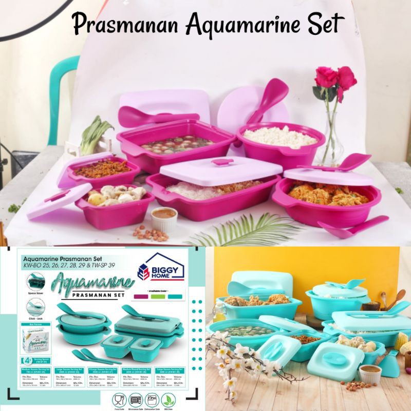 Buffet Serving Set Plastic Aquamarine Sideboard BPA Free Food Safe ...