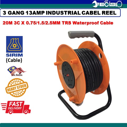 20M Industrial Type Extension Cable Reel 3C X 0.75mm/1.5mm/2.5mm TRS ...