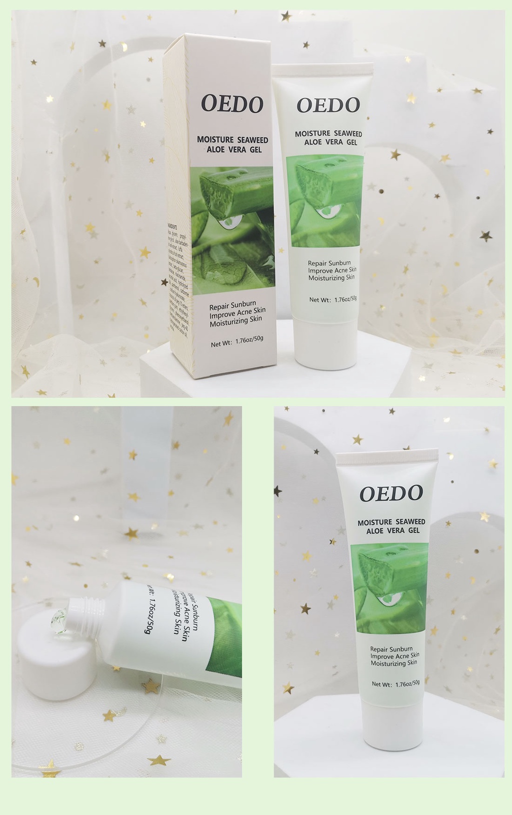 OEDO Seaweed Aloe Vera Gel Hydrating Whitening Cream (50g) | Shopee ...