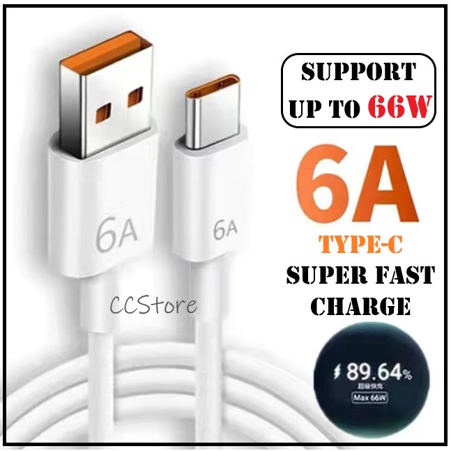 6A Super Fast Charger Cable USB Type C 66W Charging Support Data ...