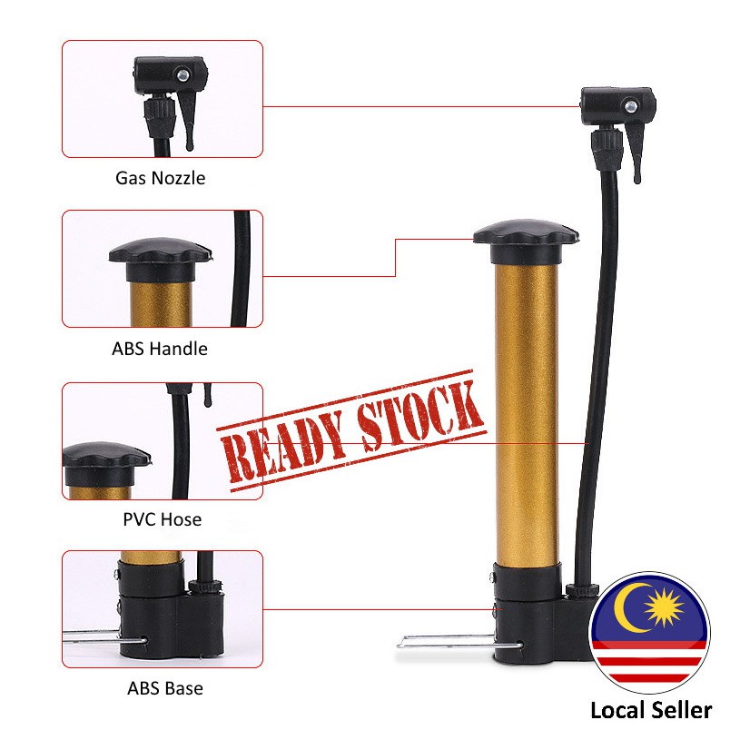 Aluminum Portable Hand Air Ball Pump with Hose and Nozzle for Cycling ...