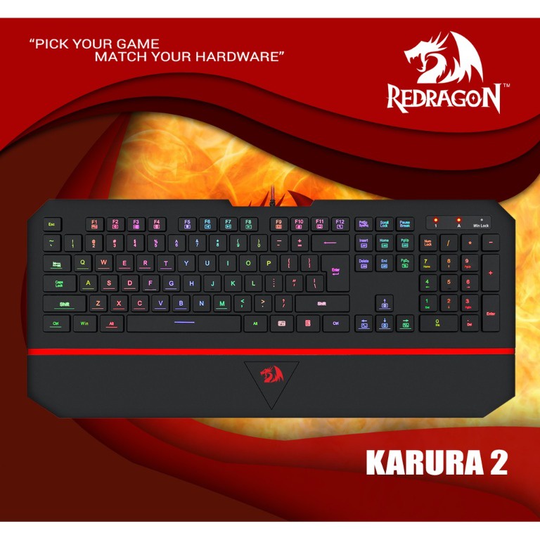 Redragon K502 RGB Gaming Keyboard RGB LED Backlit Illuminated 104 Key Silent Keyboard with Wrist ...
