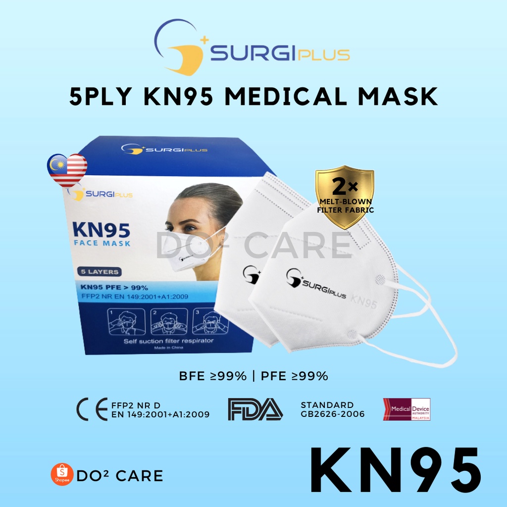 SurgiPlus 5ply KN95 Medical Adult Face Mask 10pcs no box 50pcs per box ...