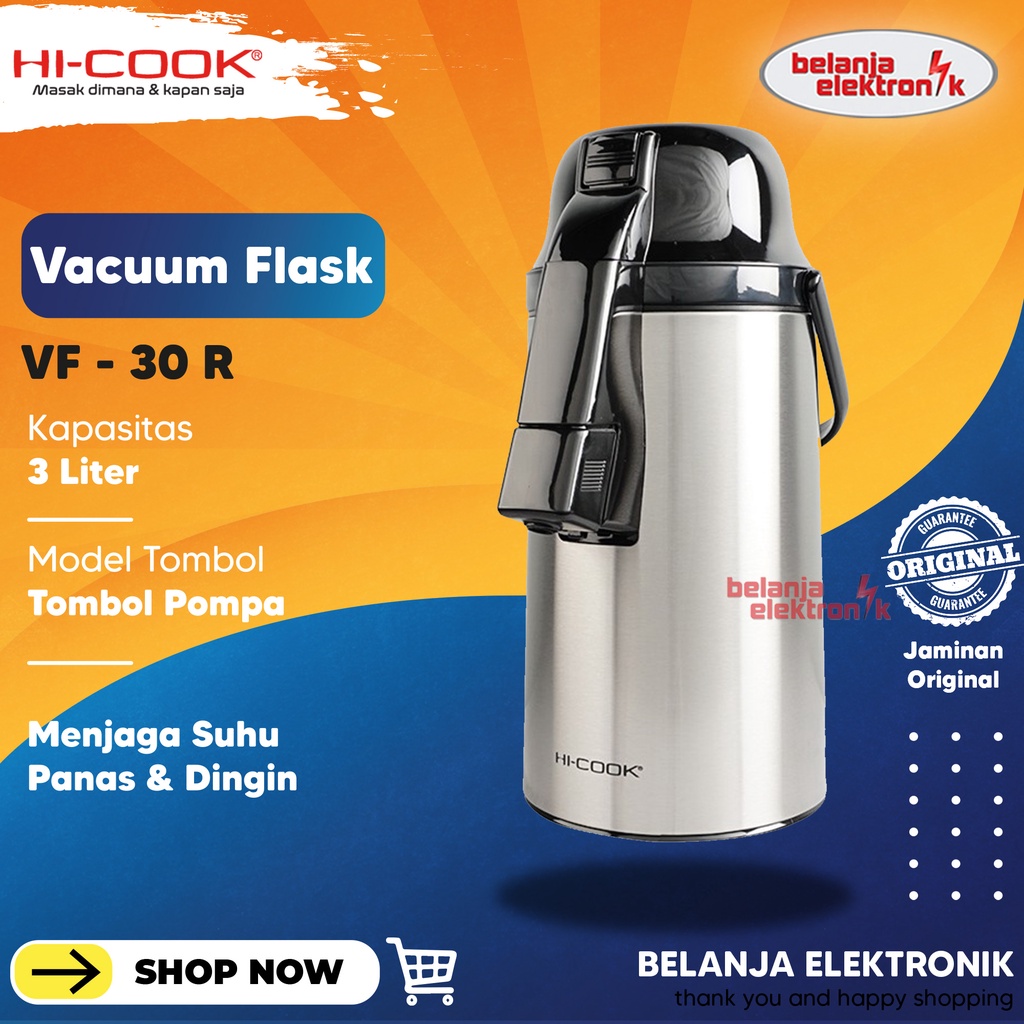 TERMOS Stainless HI-COOK VACUUM/VACUM FLASK THERMOS VF-30R 3 LITER ...