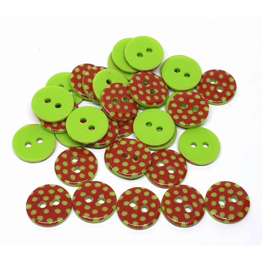 30 pcs Cute RetroRed dot Printed Buttons Size 12 mm DIY Craft | Shopee ...