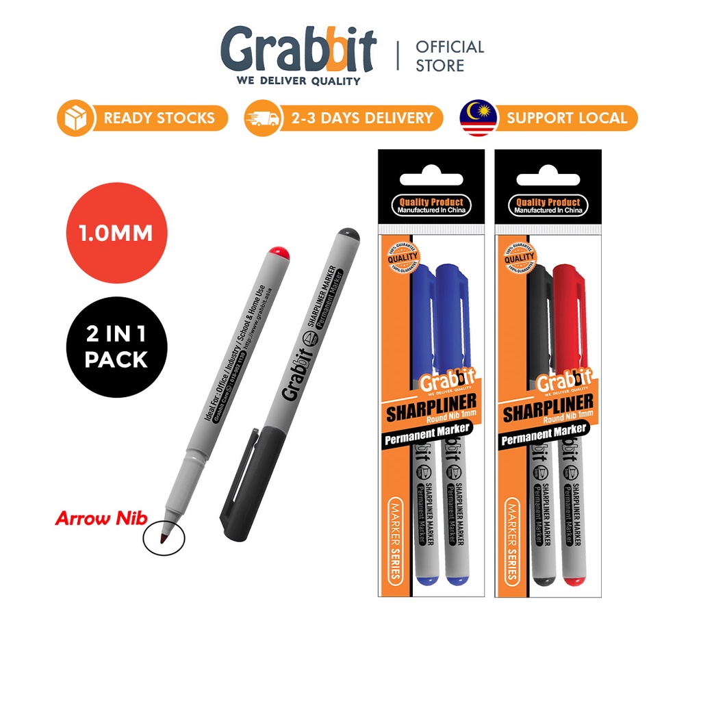 Grabbit Sharp Liner Permanent Marker (1.0mm / Pack) | Shopee Malaysia