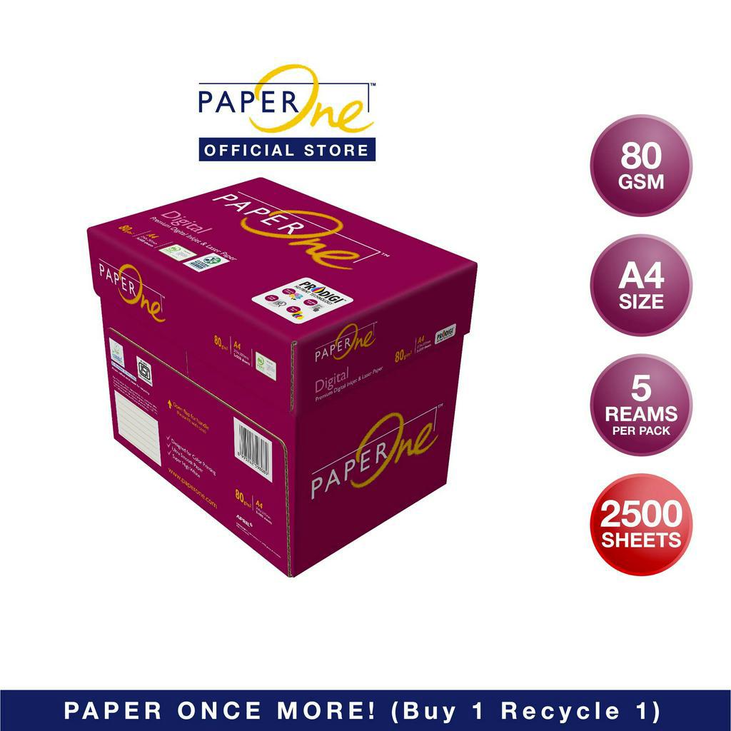 PaperOne A4 Digital Carbon Neutral 80gsm 2500 Sheets (5 Reams) | Shopee ...