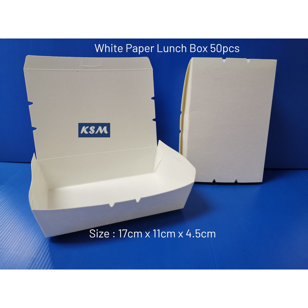 White Paper Lunch Box 50pcs | Shopee Malaysia
