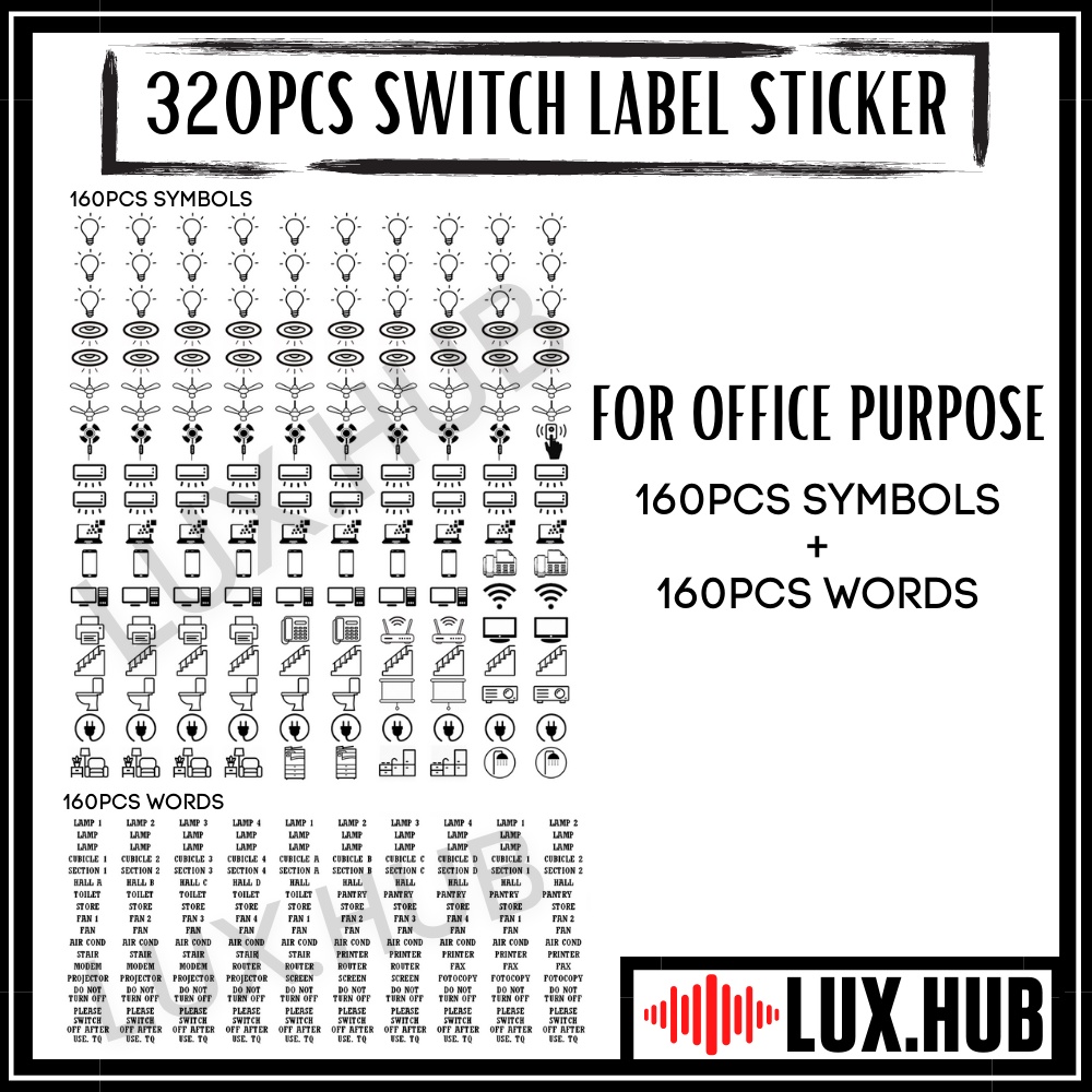 320PCS STIKER SUIS DINDING PLUG SWITCH SYMBOL & WORD LABEL STICKER ...