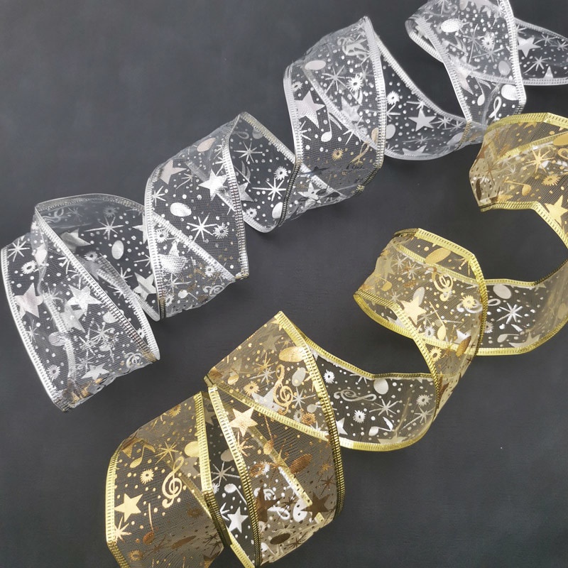 1/2/5M 50mm wide Organza Shiny Ribbon Gold Christmas Valentine's Day ...