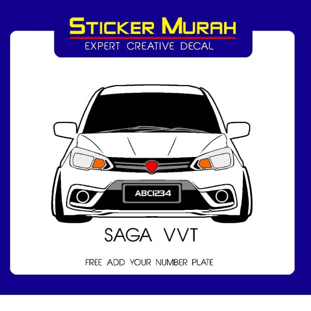 STIKER KERETA. STIKER DEPAN PROTON SAGA VVT | Shopee Malaysia