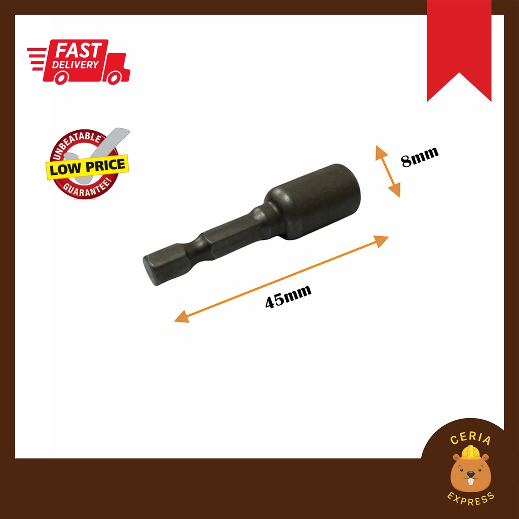 𝟖𝐦𝐦 Magnetic Hexagon Nut Socket Setter Driver 8mm x 45mm | Shopee Malaysia