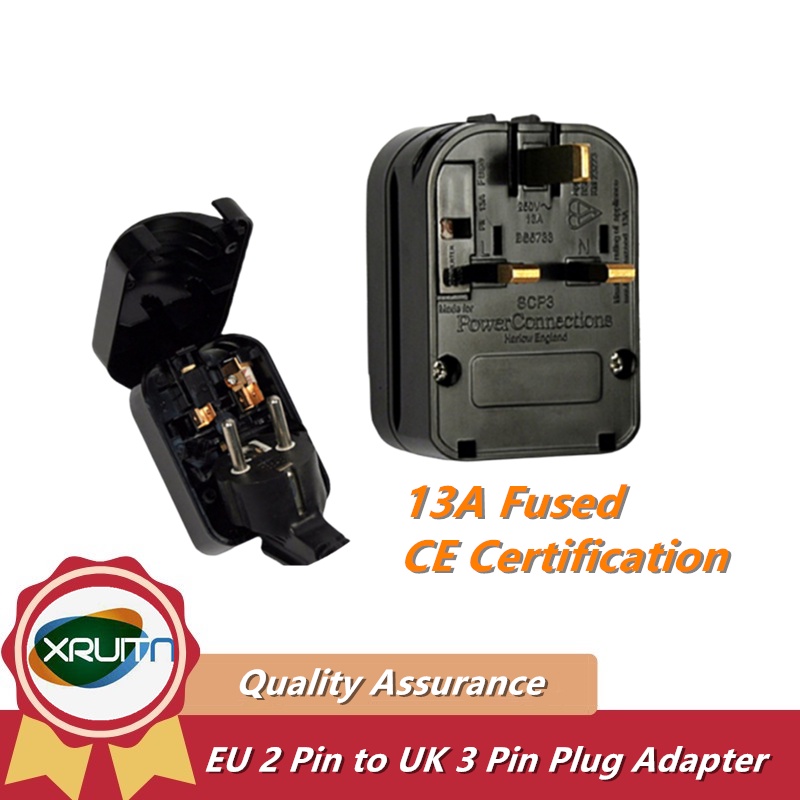 1 pcs European Euro EU to UK 2 Pin to 3 Pin Plug Adapter Adaptor ...
