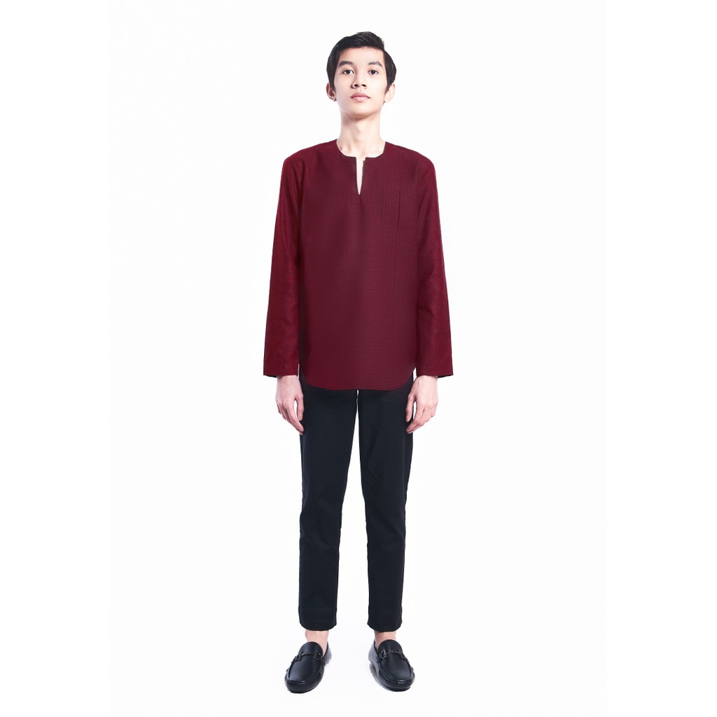 De Leuca Korro Kurta Raya 2023 - Burgundy | Shopee Malaysia
