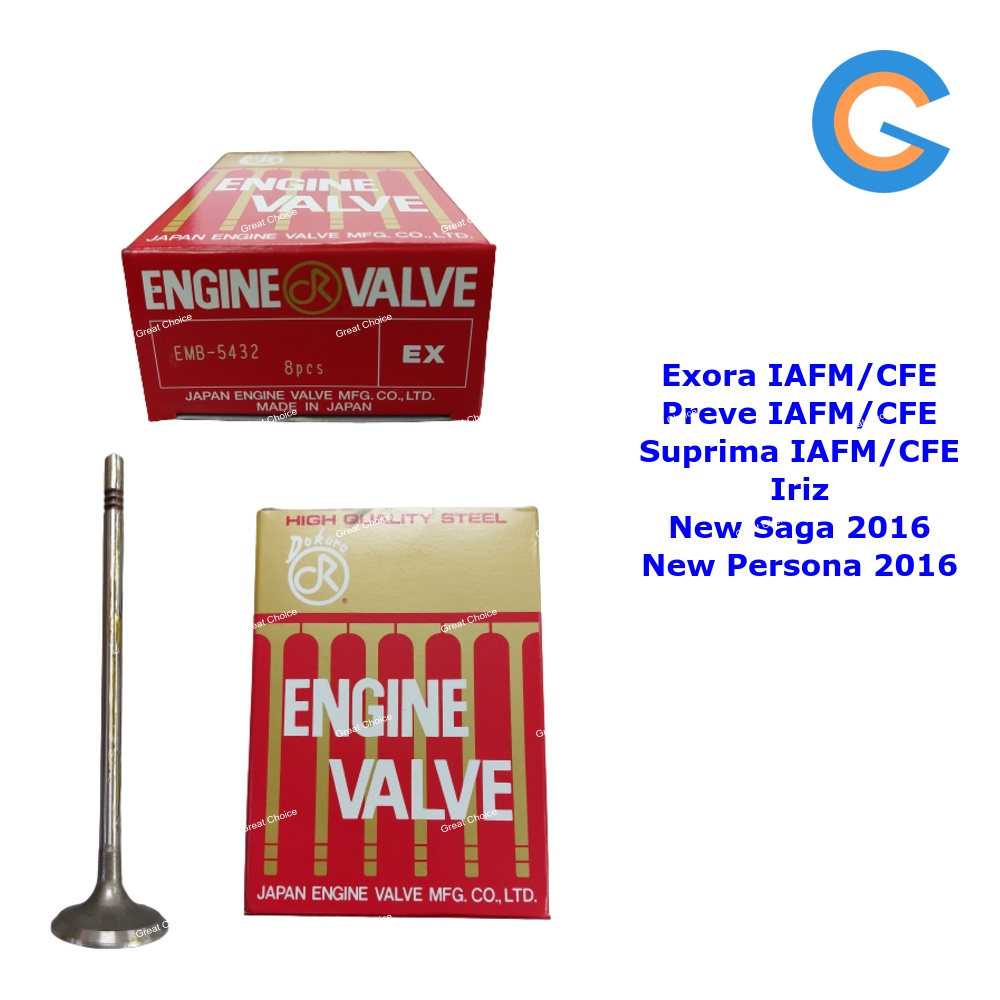 Engine Valve EX Exora/Preve Turbo, Iriz, New Saga 8pcs DOKURO Japan ...