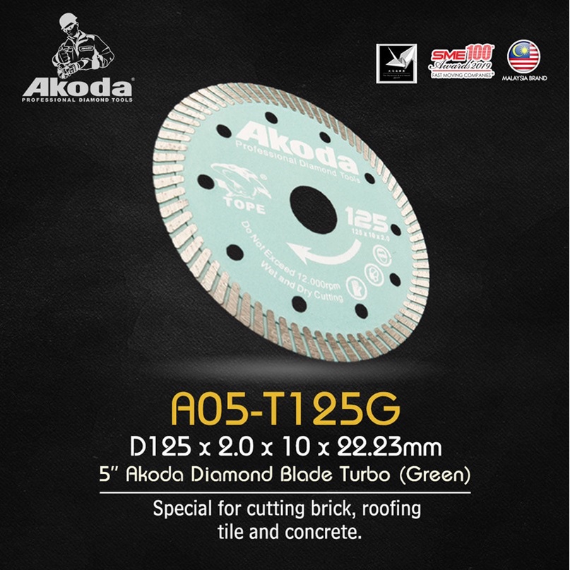 AKODA 5"/125mm Thin Turbo Diamond Saw Blade / Cutting Disc For Concrete ...