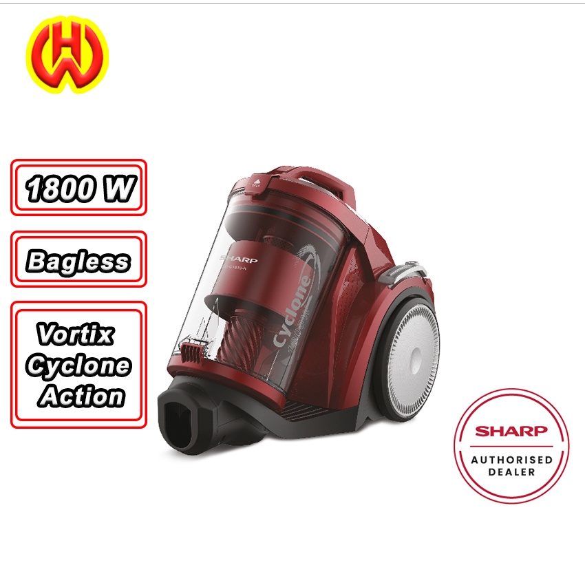 SHARP Bagless Vacuum Cleaner ECC1819R with HEPA FILTER Vortix Cyclone ...