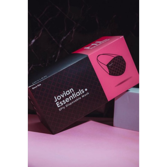Jovian 3ply Black Pink Monogram Mask in Headloop | Shopee Malaysia