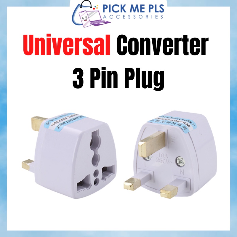 Universal 3 Pin Adaptor Converter / Travel Plug International EU UK AU ...