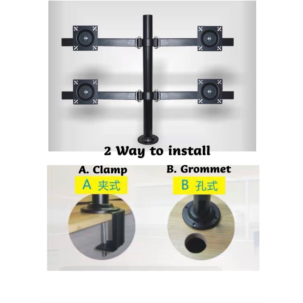 PPP Monitor Arm Stand For 2 / 3 / 4 / 6 Screen LCD Quad Desk Multi ...