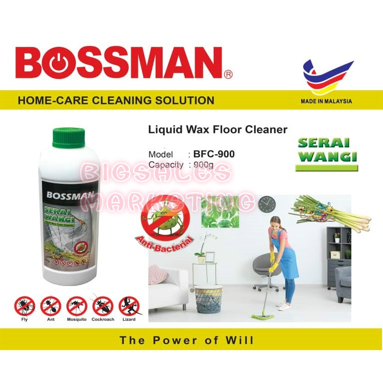 BOSSMAN Liquid Wax Floor Cleaner Serai Wangi 900g | Shopee Malaysia