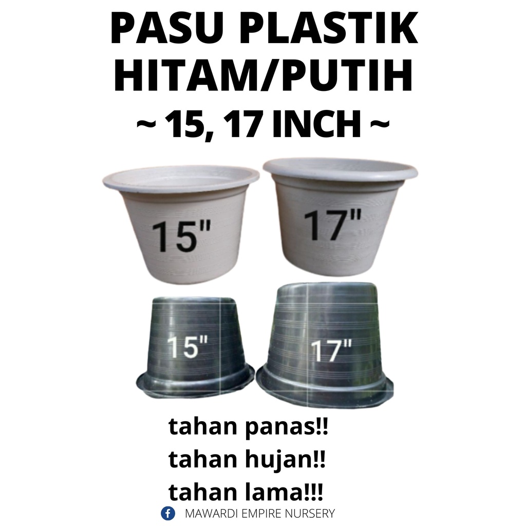 Pasu besar plastik hitam/putih size 15 inch 17 inch | Shopee Malaysia
